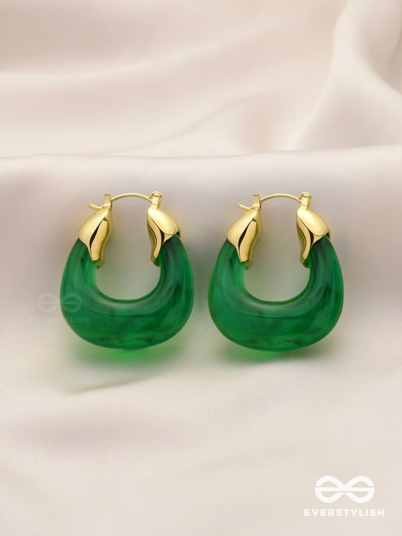 EMERALD EMBRACE- TRANSLUCENT GREEN HOOPS