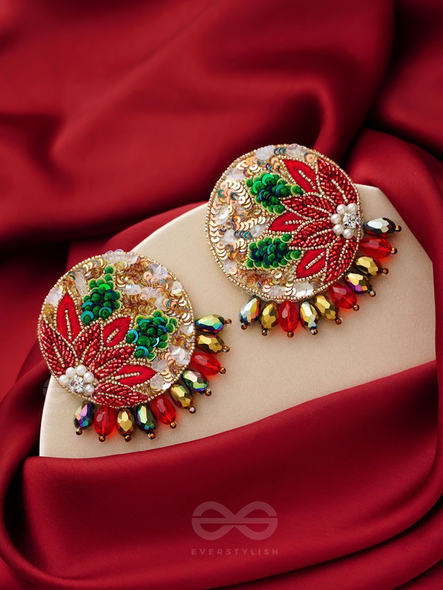 Surangi- The Red Flower Tree- Pearls, Resham and Sequins Embroidered ...