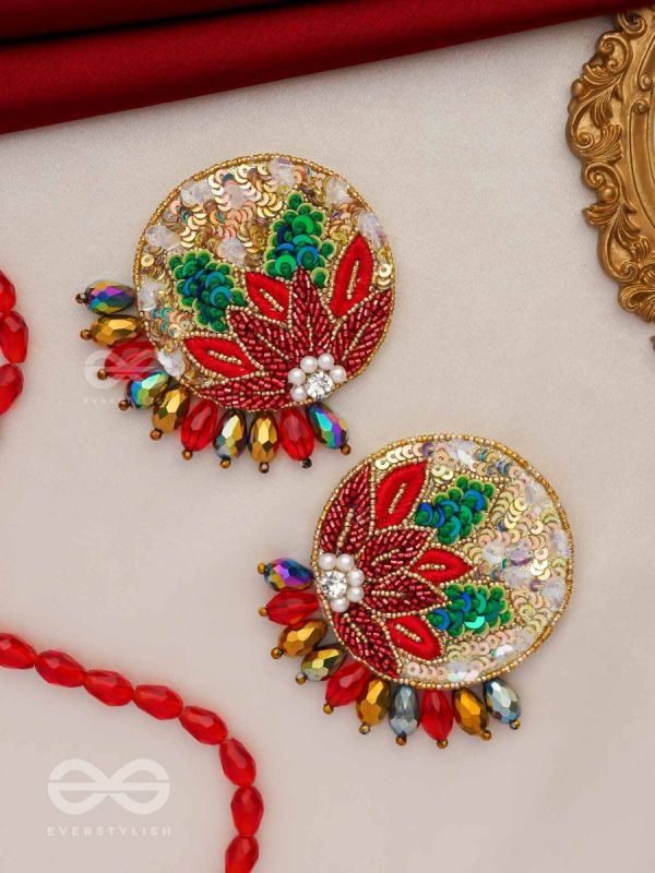 Surangi- The Red Flower Tree- Pearls, Resham and Sequins Embroidered ...