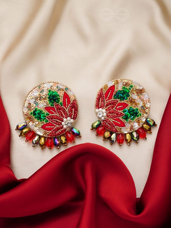 Surangi- The Red Flower Tree- Pearls, Resham and Sequins Embroidered ...